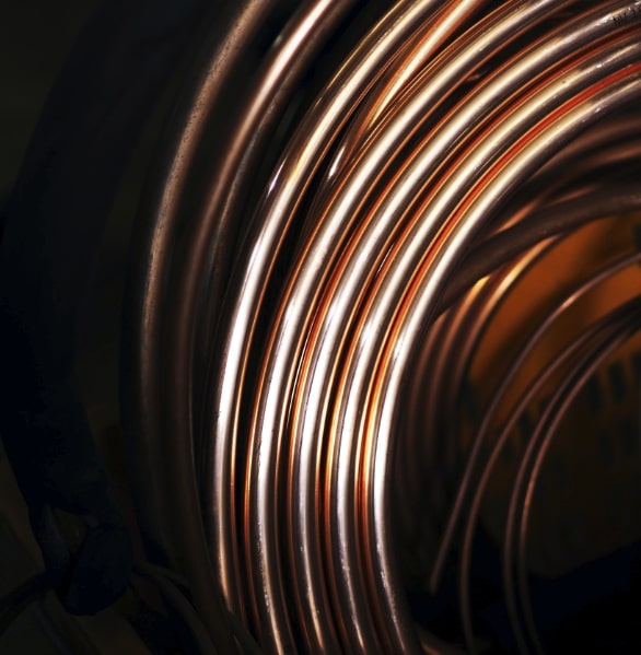 Tube expansion - Copper tubing embedded in concrete